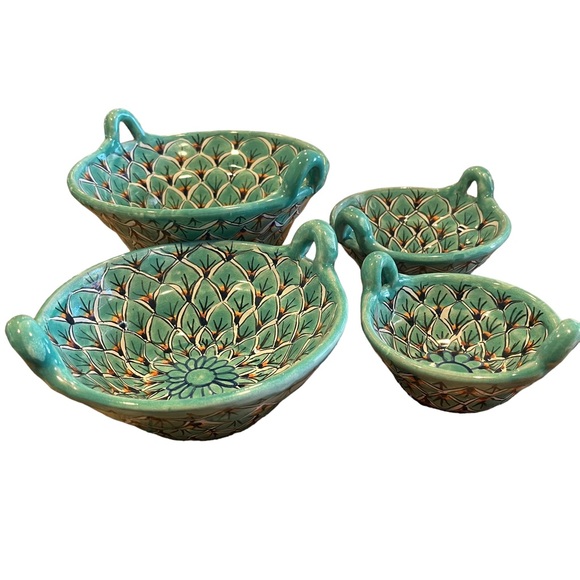 Talavera | Dining | Talavera Peacock Feather Nesting Serving Pots ...